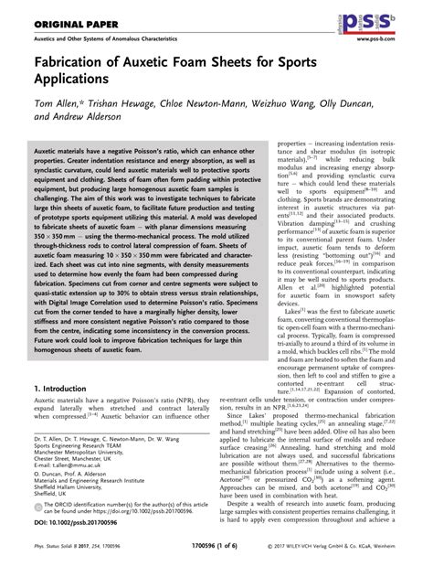 Pdf Fabrication Of Auxetic Foam Sheets For Sports Applications