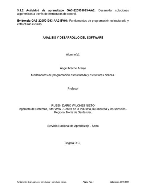 Actividad De Aprendizaje 3 1 2 Fundamentos De Programación Estructurada Y Estructuras Cíclicas