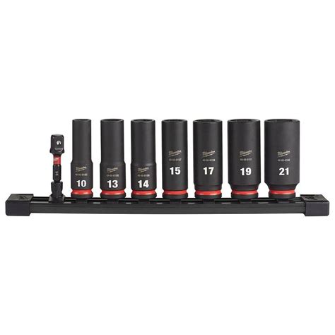Milwaukee SHOCKWAVE Impact Duty 3 8 In Metric Deep Impact Rated Socket Set 8 Piece 49 66 7021