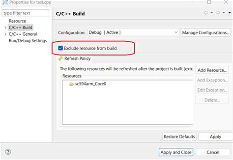 Unable To Reset To Default After Excluding From The Project In Arm