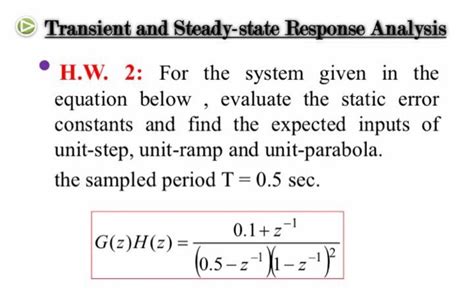 Solved Transient And Steady State Response Analysis • Hw