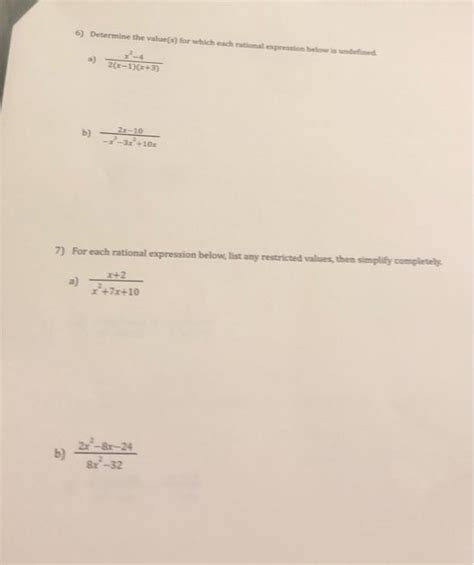 solved 6 determine the value s for which each rational