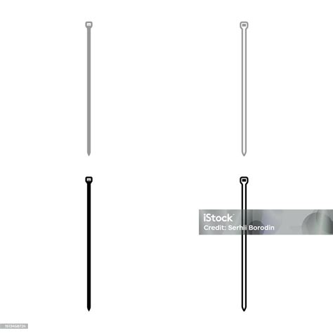 케이블 타이 지퍼 건축 자재 세트 아이콘 회색 검정 색상 벡터 그림 이미지 솔리드 채우기 윤곽선 윤곽선 얇은 플랫 스타일 개념에 대한 스톡 벡터 아트 및 기타 이미지