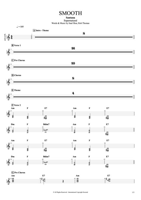 Smooth Tab By Santana Guitar Pro Full Score Mysongbook