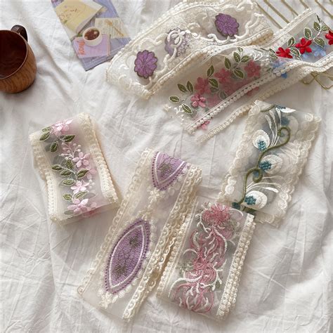 花边刺绣丝巾复古气质法式蕾丝发带绑包包手腕带飘带拍照花朵飘带 虎窝淘