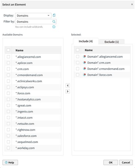 Selecting Items To Include Or Exclude In A Policy