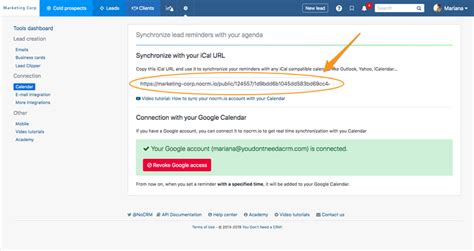 Calendar CRM Integration NoCRM Io