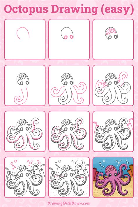 Easy Octopus Drawing Tutorial For Beginners Octopus Drawing Easy