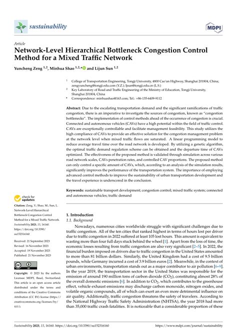Pdf Network Level Hierarchical Bottleneck Congestion Control Method For A Mixed Traffic Network