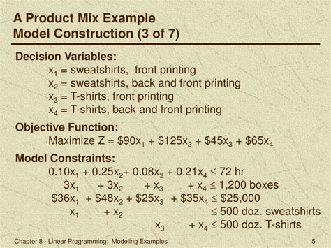 PPT Chapter 8 Linear Programming Modeling Examples PowerPoint
