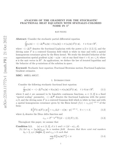 Pdf Analysis Of The Gradient For The Stochastic Fractional Heat