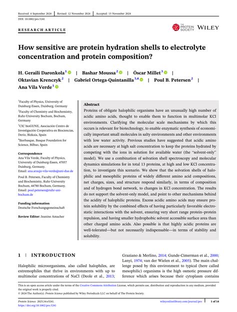 Pdf How Sensitive Are Protein Hydration Shells To Electrolyte