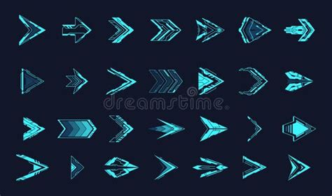 Hud Arrows Hologram Sci Fi Arrow Or Futuristic Light Triangle Pointers Digital Directional