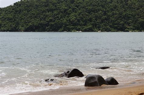파라티 리우데자네이루 브라질 01182020 파라티 근처 프레냐 해변 부드러운 파도가 해안에 온다 가족과 친구들과 휴식을 취하고 즐거운 시간을 가질 수 있는 좋은 장소입니다