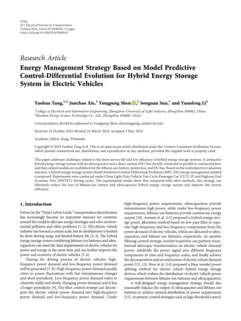 Pdf Energy Management Strategy Based On Model Predictive Control
