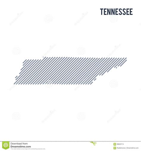 Vector Abstract Hatched Map Of State Of Tennessee With Oblique Lines Isolated On A White