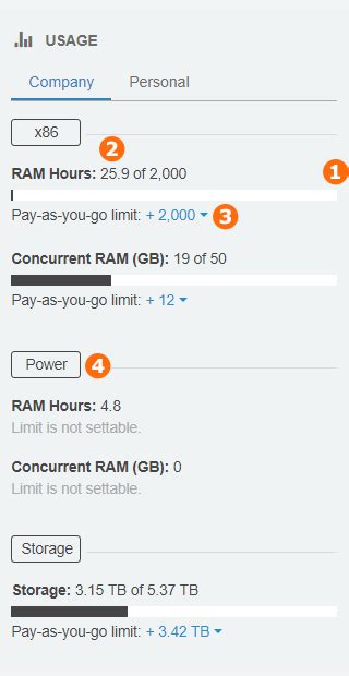Viewing Your Current Usage And Usage Limits Skytap Help And Documentation
