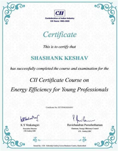 Shashank Keshav On Linkedin Certificate Completion Cii Energy Efficiency Young