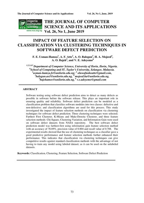 Pdf Impact Of Feature Selection On Classification Via Clustering