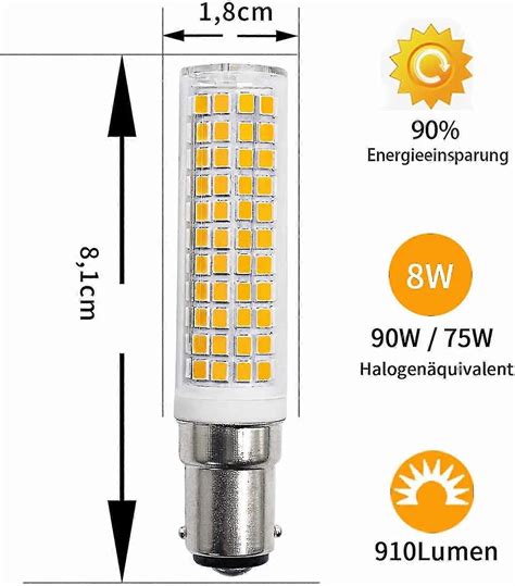 B15d Led Bulbs 8w Equivalent 90w 80w 75w Warm White B15 Base 910lm 220v