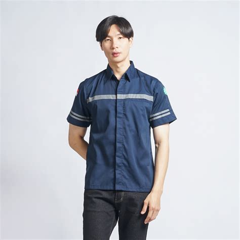 Jual Baju Kerja Proyek Kemeja Safety Lengan Pendek Seragam Kerja Bengkel Mekanik Teknisi