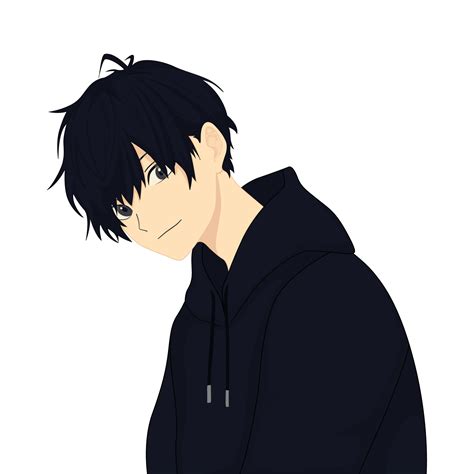 Anime Boy With Black Hair And Hoodie Cool Anime Character Vector