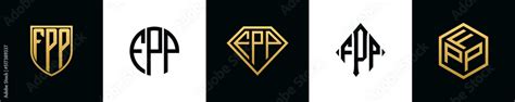 Initial Letters FPP Logo Designs Bundle This Collection Incorporated With Shield Round