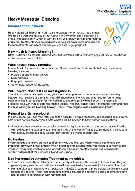 Pdf Patient Information Leaflet Heavy Menstrual Bleeding