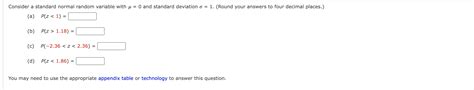 Solved Consider A Standard Normal Random Variable With μ0