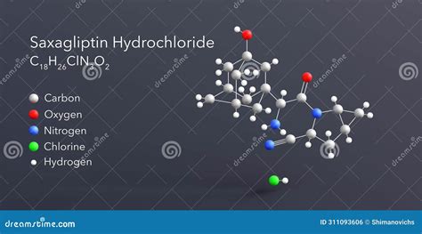 Saxagliptin Hydrochloride Molecule 3d Rendering Flat Molecular Structure With Chemical Formula
