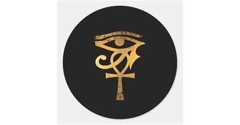 Egyptian Eye Of Horus Ankh Egypt Archeologist Gol Classic Round Sticker Zazzle