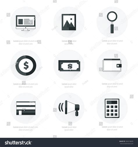 Set Flat Design Icons Black Color Stock Vector Royalty Free 304218635 Shutterstock
