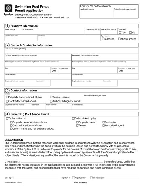 Swimming Pool Fence Permit Applicaiton Form 0496 Fill Out And Sign