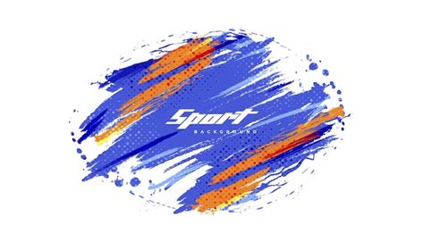 배너 포스터 또는 디자인을 위한 스포츠 배경 스크래치 및 질감 요소에 대한 하프톤 효과 브러시 스트로크 그림이 있는 추상적이고
