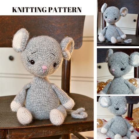 Knitting Toys Pattern Mouse 13 23cm
