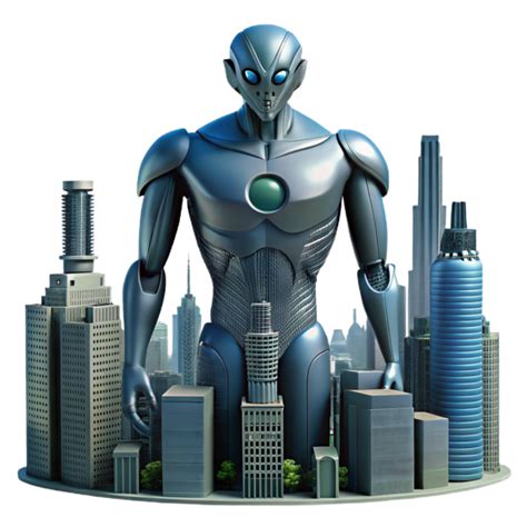 Giant Robot Over City Sci Fi Metropolis 56091812 Png