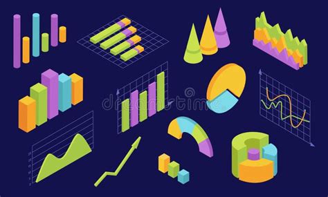 Isometric Graphs Statistic Charts For Business 3d Infographic Diagram