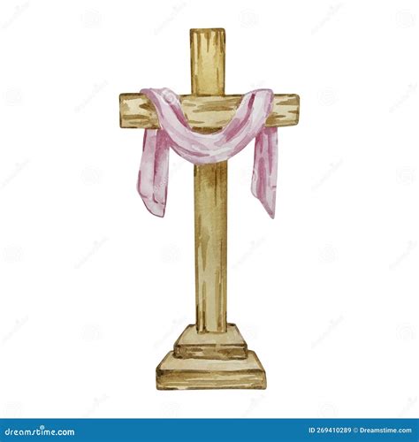Watercolor Cross Easter Religious Symbol Stock Image Image Of Cross Decoration 269410289