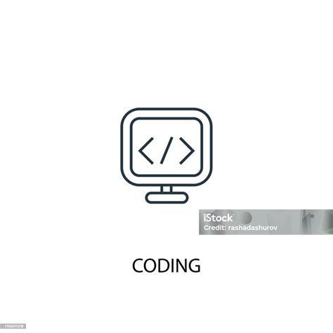 코딩 개념 라인 아이콘입니다 간단한 요소 그림입니다 코딩 개념 개요 기호 디자인입니다 웹 및 모바일 Ui Ux에 사용할 수 있습니다 Html에 대한 스톡 벡터 아트 및 기타