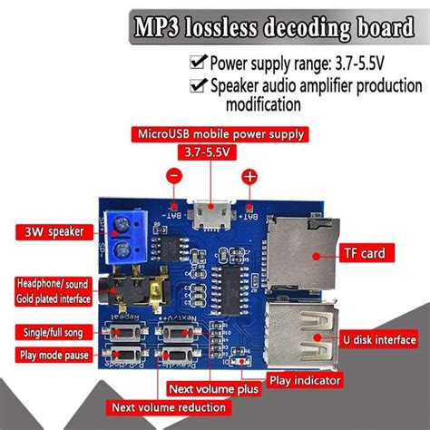 China Low Price Tf Card U Disk Mp3 Decoder Board Module Amplifier Quotation Gns Components