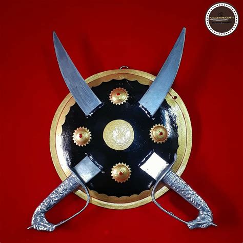 Small Dhal Talwar Set Swords With Shield 3 Punjab Handicrafts