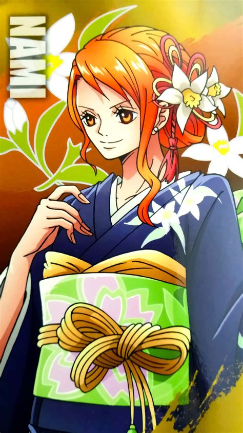 Download Beautiful Nami One Piece In Floral Yukata Wallpaper Wallpapers Com