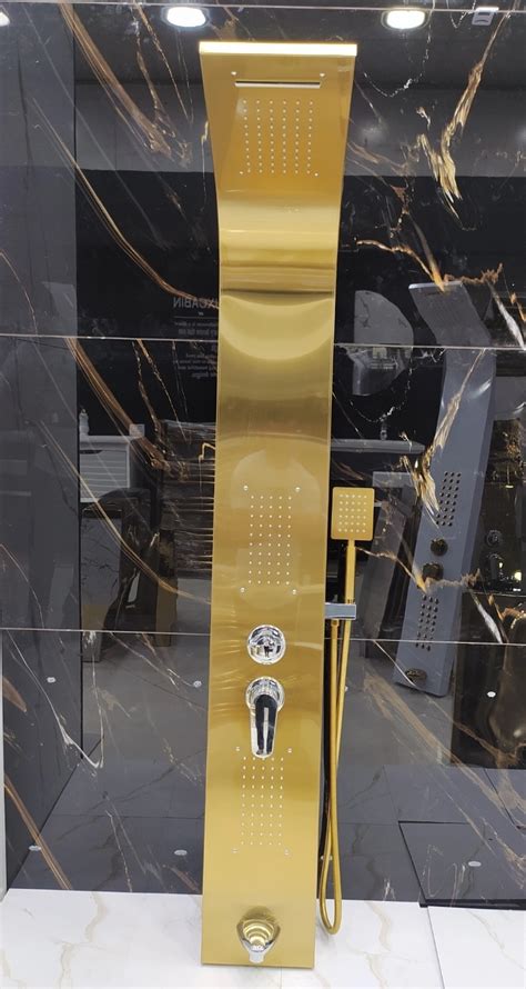 پنل دوش طلایی مات ۵ حالته جنس بدنه استیل ۳۰۴ پارسه