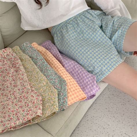 여름 체크 플라워 파자마 잠옷 반바지 6color
