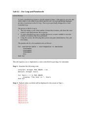 Lab 6 1 Docx Lab 6 1 For Loop And Pseudocode Critical Review A