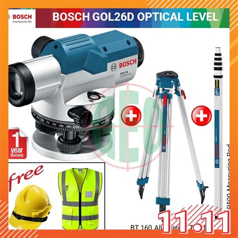 Bosch Gol26d Gol32d Optical Dumpy Level With Bt 160 Tripod And Gr500