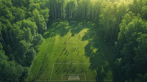 Premium Photo A Photo Of An Outdoor Soccer Field In Birch Forest With