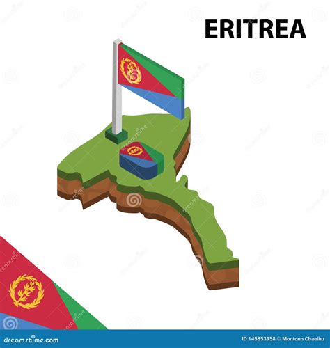 Info Graphic Isometric Map And Flag Of Eritrea 3d Isometric Vector