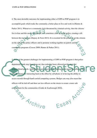 Community Oriented Policing Cop And Problem Oriented Policing Pop Assignment