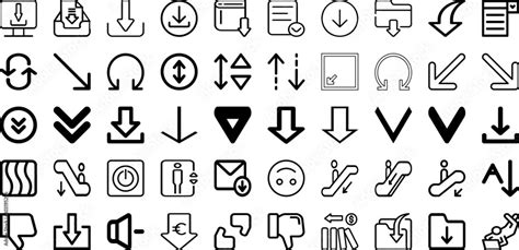 Set Of Down Icons Collection Isolated Silhouette Solid Icons Including